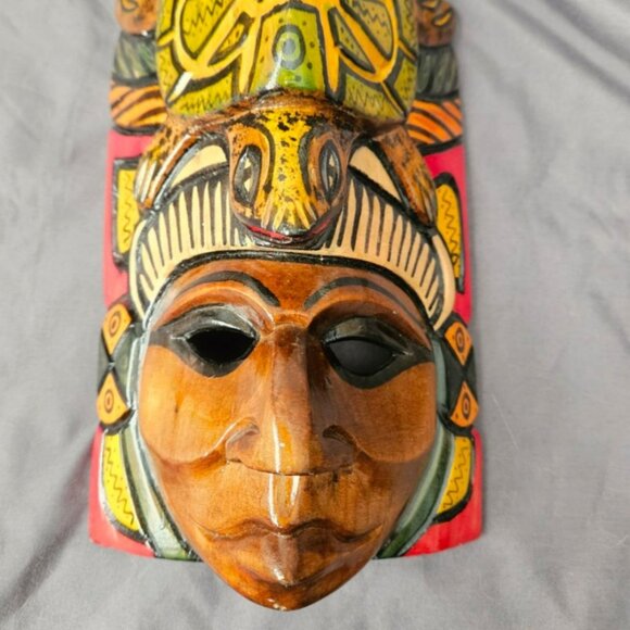 Source Unknown | Accents | Vintage Brightly Colored Aztec Wooden Carved ...